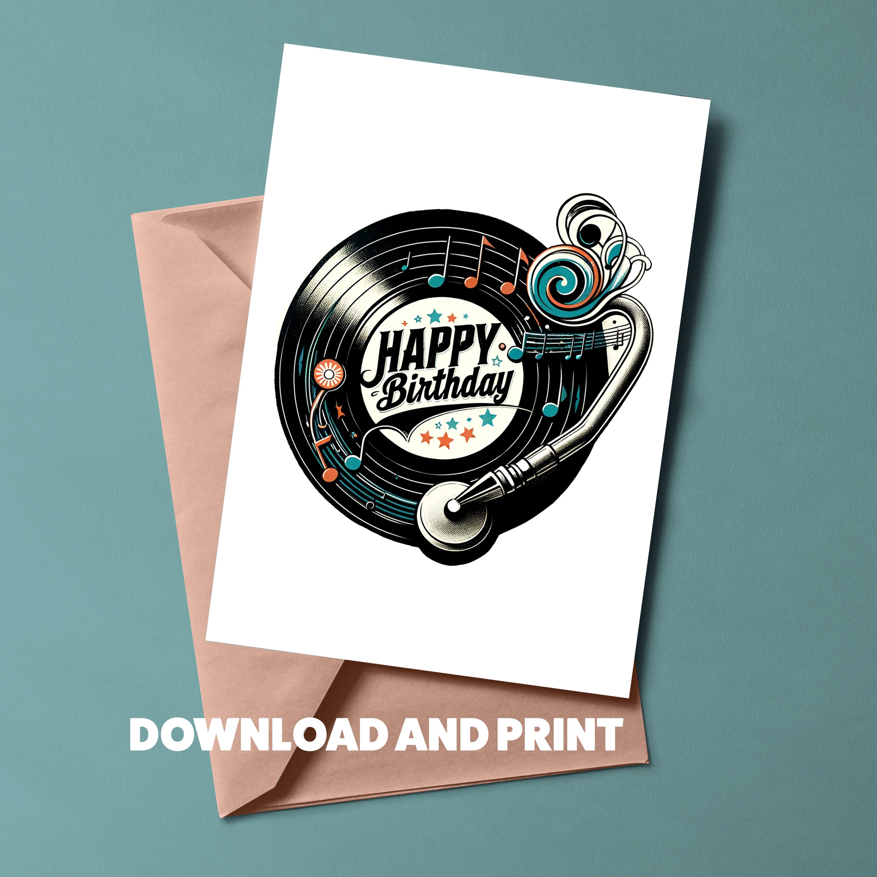 Vinyl Record Birthday Card Digital Download - Retro Music Lover ...