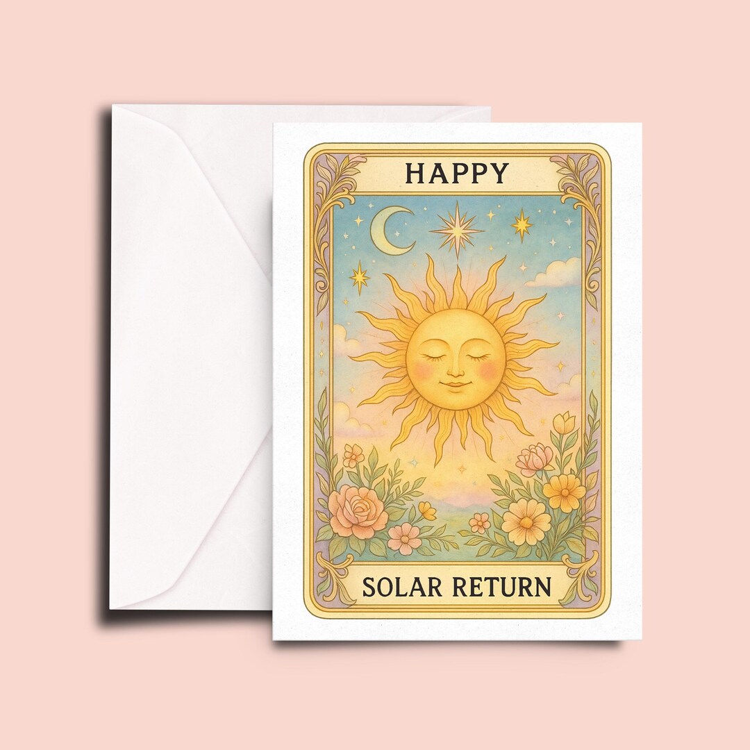 Solar Return Birthday Card – Vintage Tarot Sun, Astrology Greeting - Etsy