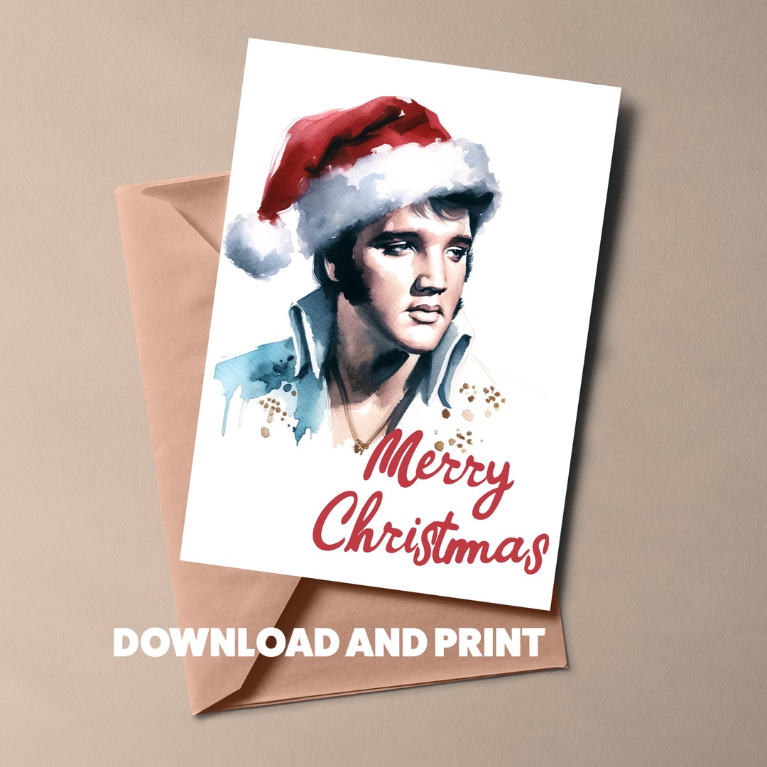 Elvis Presley Watercolor Christmas Card Downloadable PDF - Etsy UK