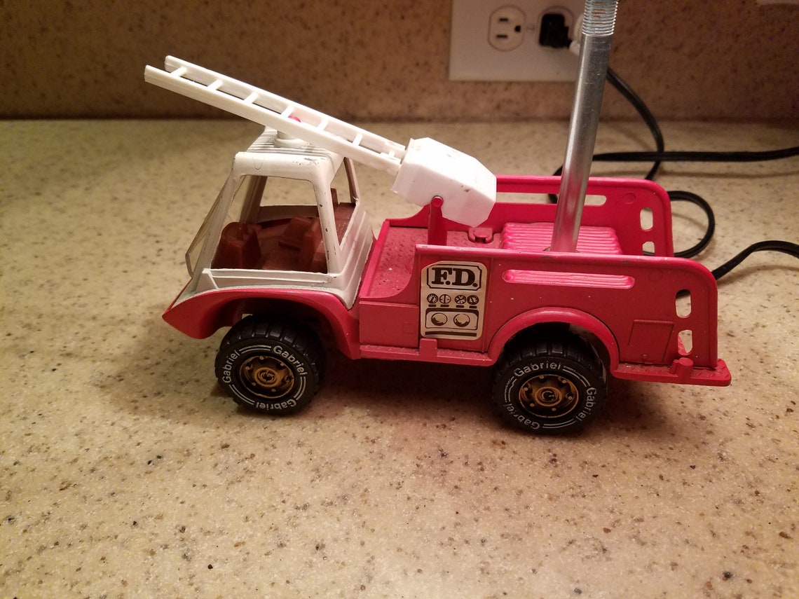 Vintage Metal Fire Truck Lamp | Etsy