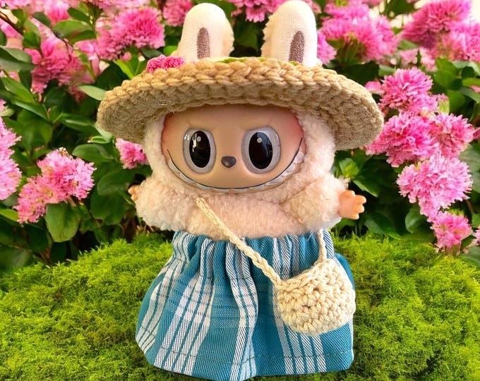 Labubu Hawaiian Outfit 3 Piece Set Palaka Skirt Hat Bag - Etsy