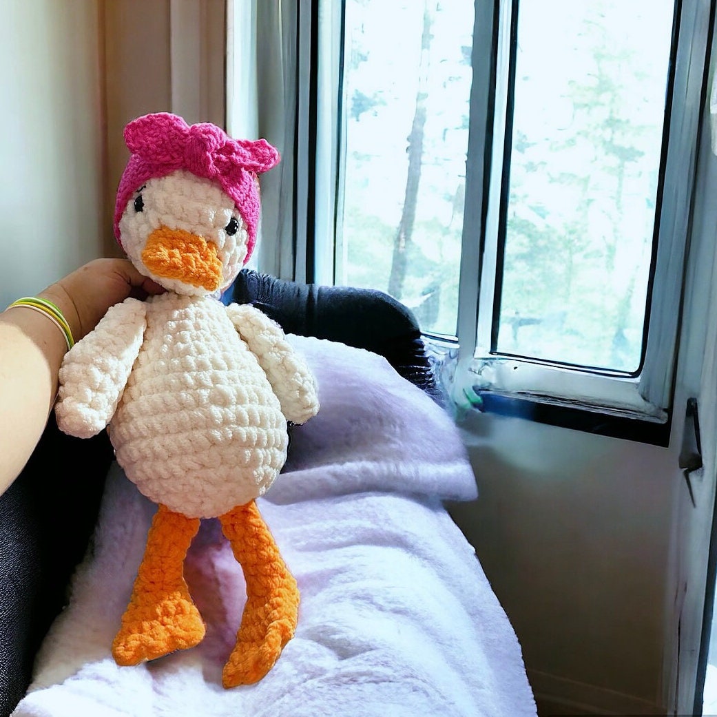 Handmade Cute Duck Plushie White Easter Valentines Day Gift Baby Girl ...