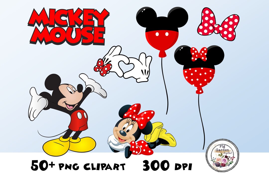Mickey Mouse Clipart, 50+ PNG Images, Party Decorations (digital ...