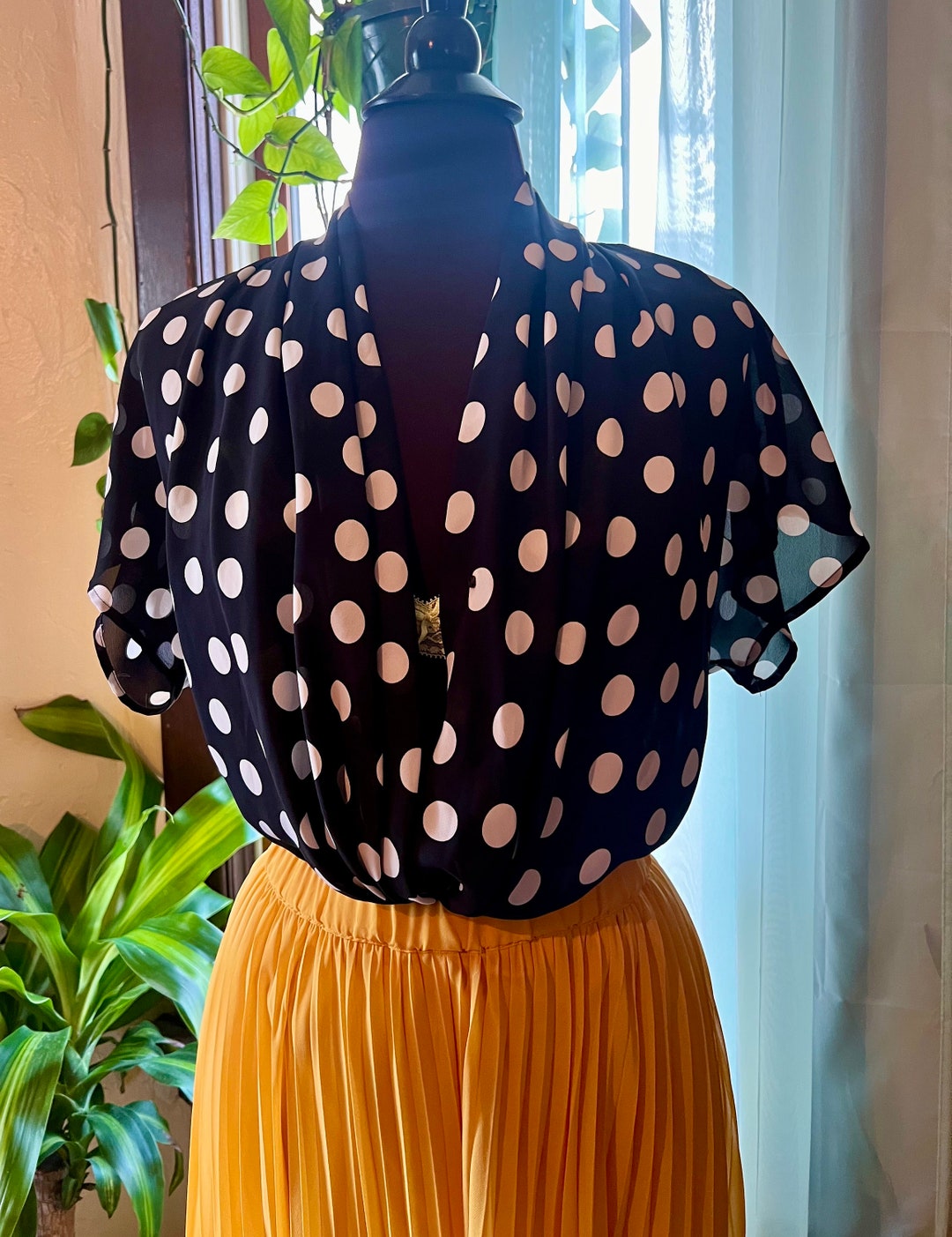 Black and White Polka Dot Retro Top - Etsy