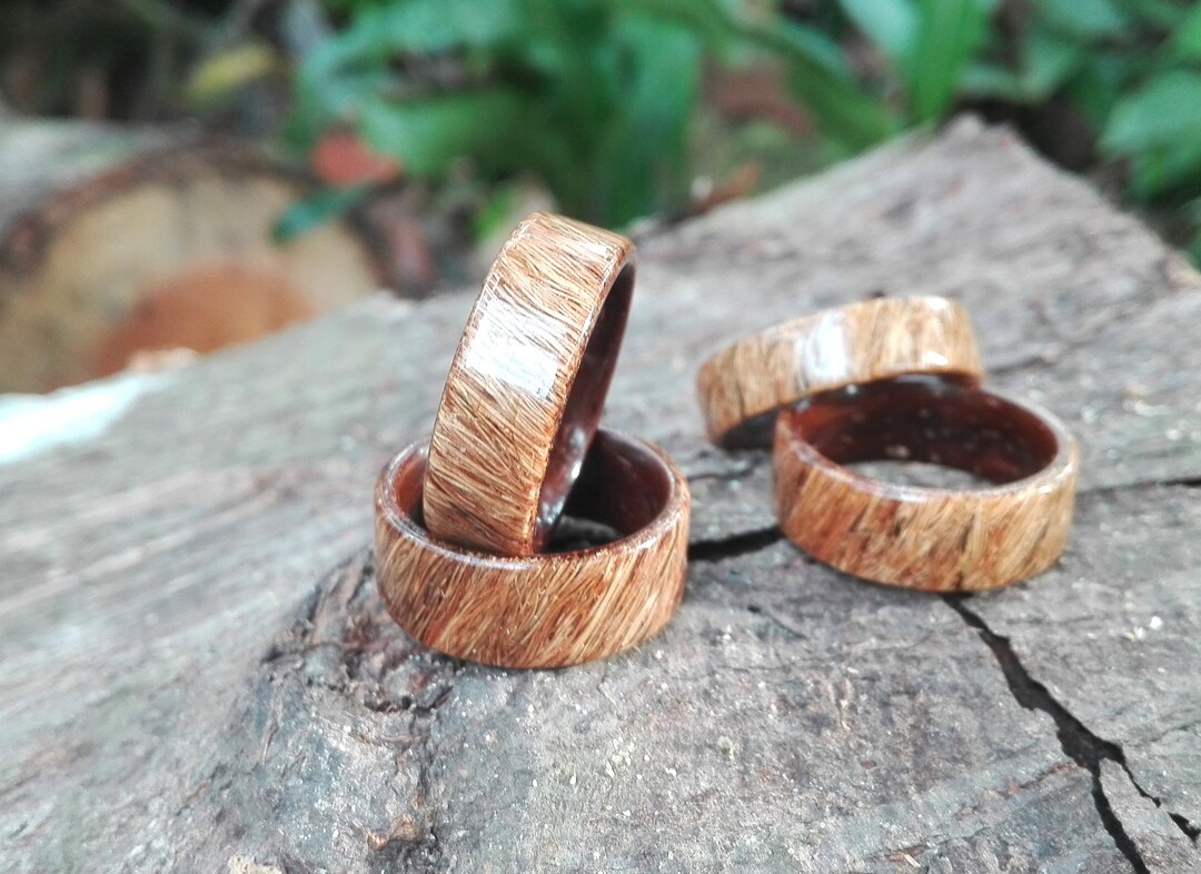 Coconut Fiber Ring, Coconut Shell Ring, Wooden Ring, Simple Wedding ...