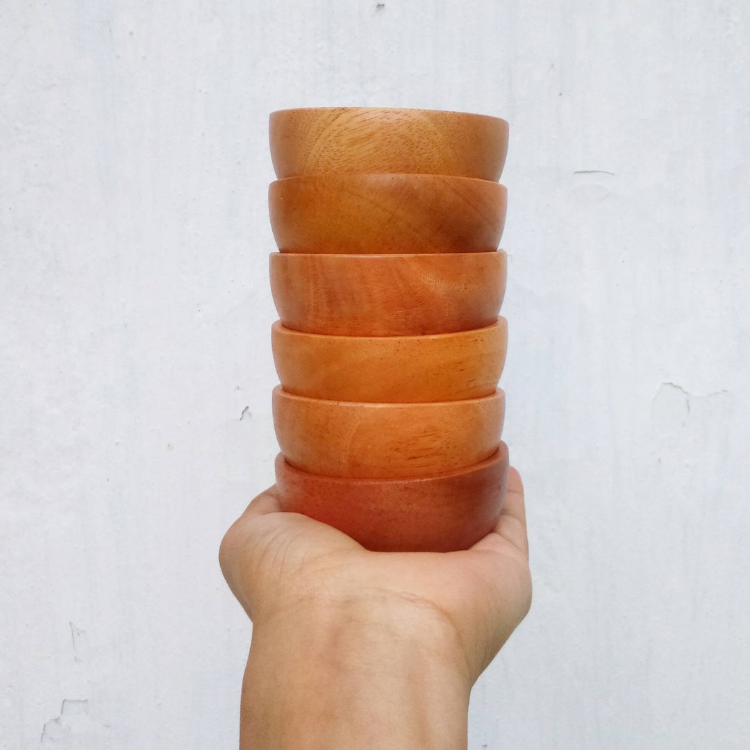 6 Wood Bowls Small Wood Bowls table Condiment Set tiny Bowl-baby Bowls ...