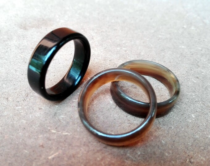 Bison Horn Ring With Whiskey Barrel Wood and Carbon Fiber, Mens Wood ...