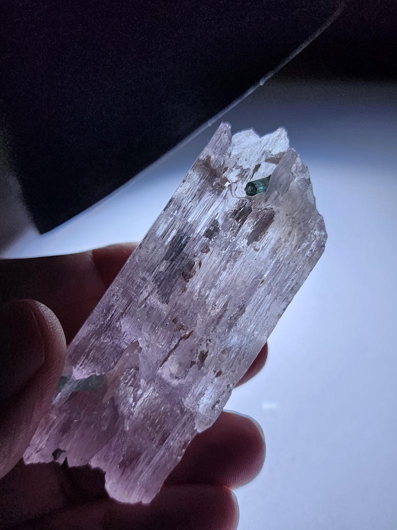 Natural and Double Terminated Kunzite Crystal With Tourmaline - Etsy