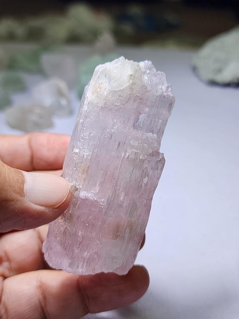 Natural and Double Terminated Kunzite Crystal With Tourmaline - Etsy