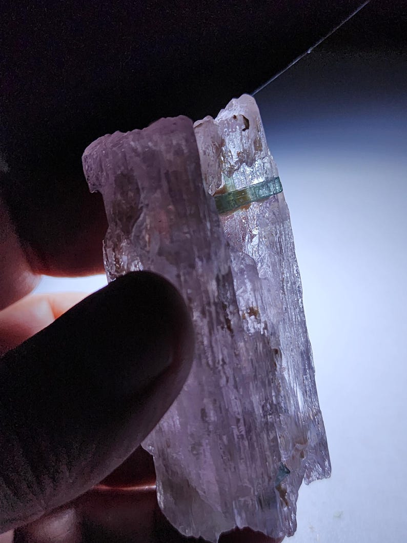 Natural and Double Terminated Kunzite Crystal With Tourmaline - Etsy