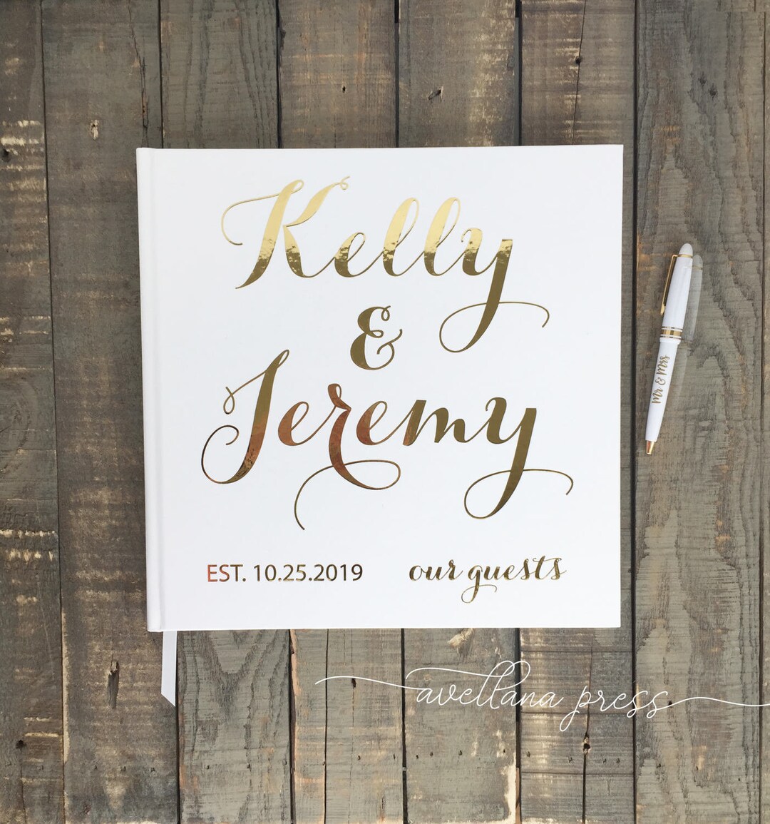 LARGE Wedding Guest Book, Gold Foil Guest Book, Large Guestbook ...