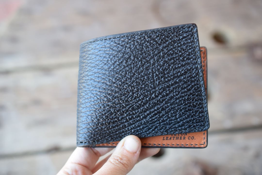Black Shark Leather Wallet, Shark Skin Leather Wallet, Kangaroo Leather ...