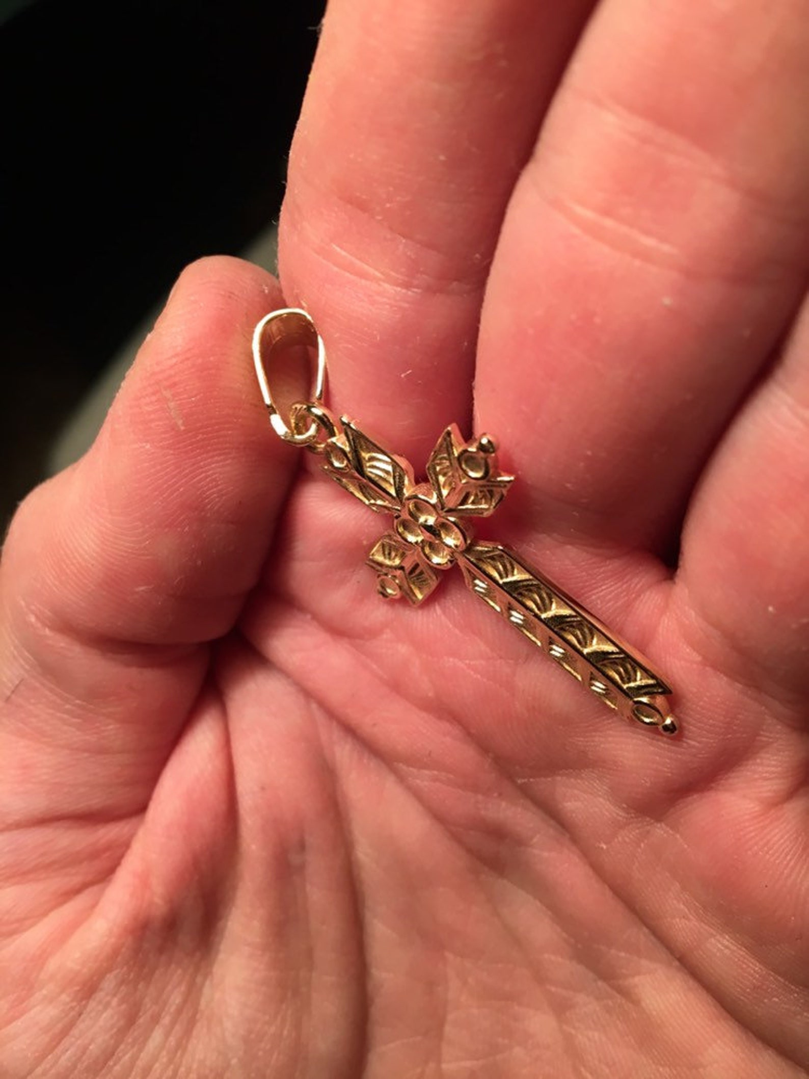 Solid Gold 14k Yellow Cross Ragnar Ragnar Cross - Etsy