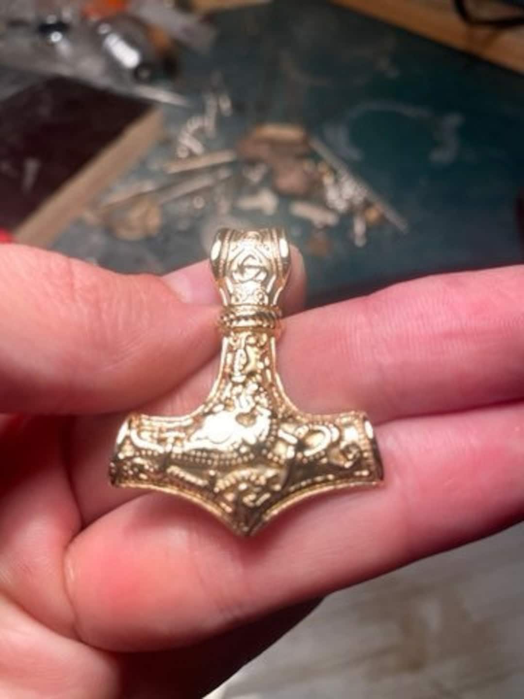 14k, Yellow Gold, Free Shipping Fedex, THOR'S HAMMER, Mjolnir, Mjollnir ...