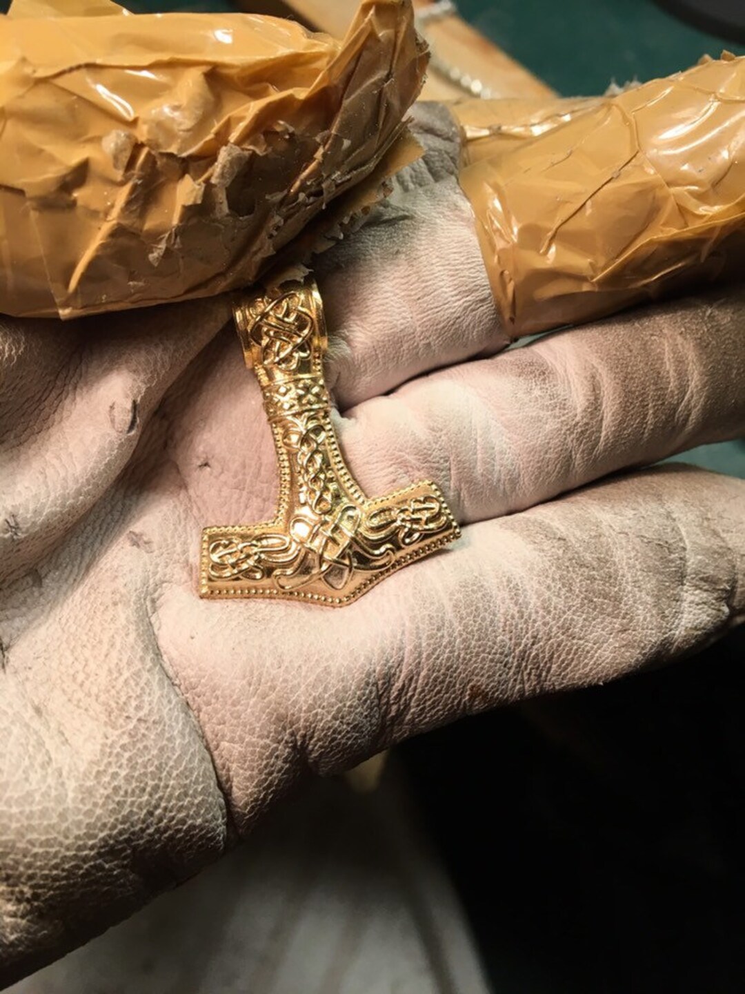 Mjolnir 28 Grams Yellow Gold 14k Pendant Double Sided Two Sides(only ...