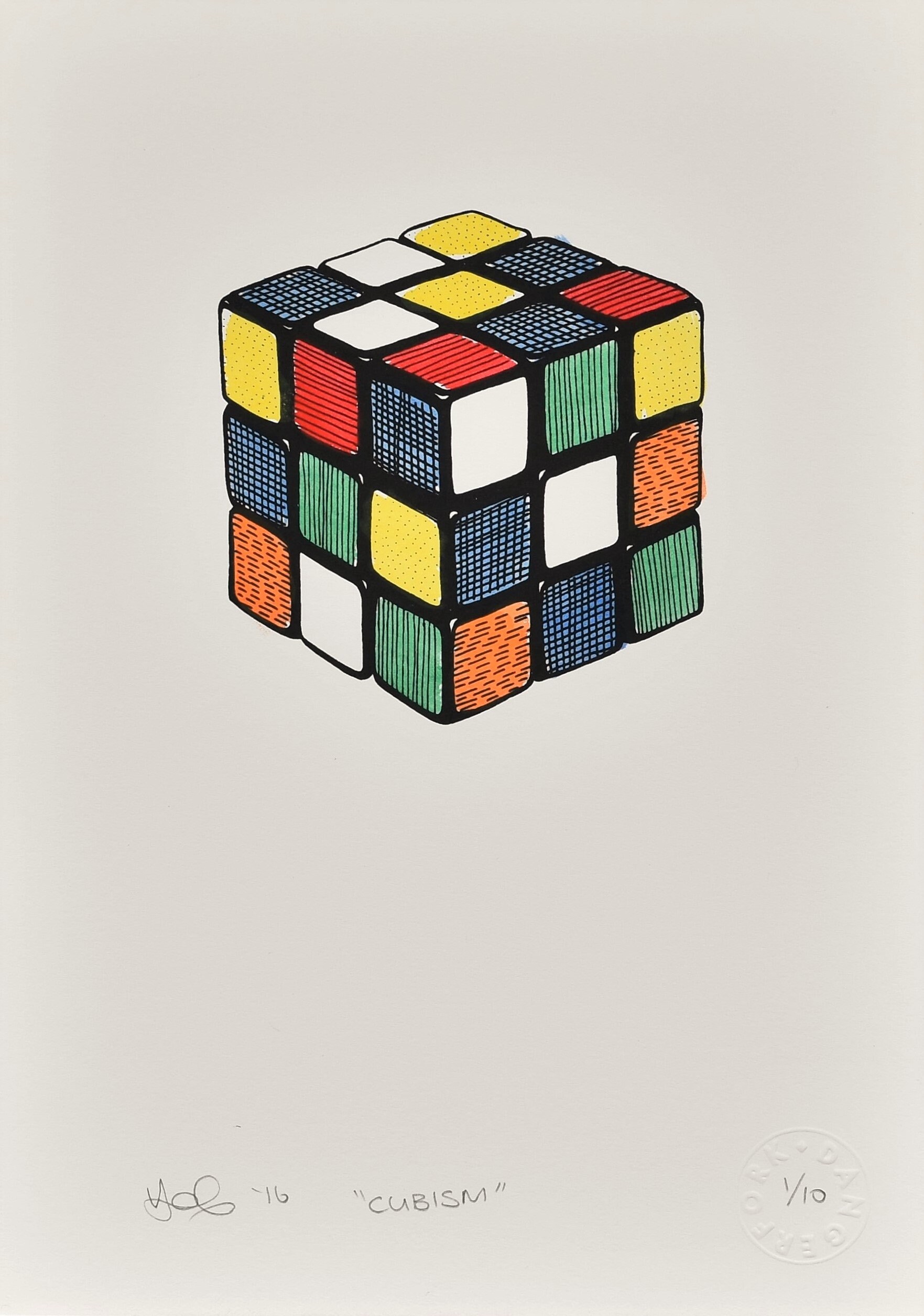 Cubism Colour by Veronica Lamb, Hand Painted Screen Print, Rubiks Cube ...