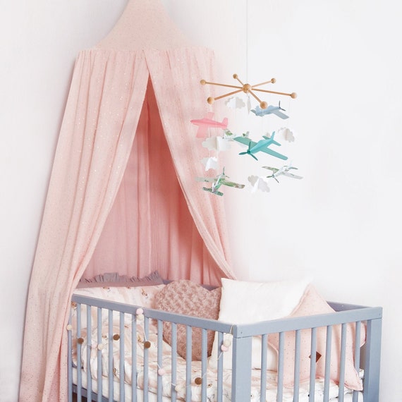 Pink Nursery Mobile. Girl Baby Mobile. Vintage Airplane Mobile | Etsy