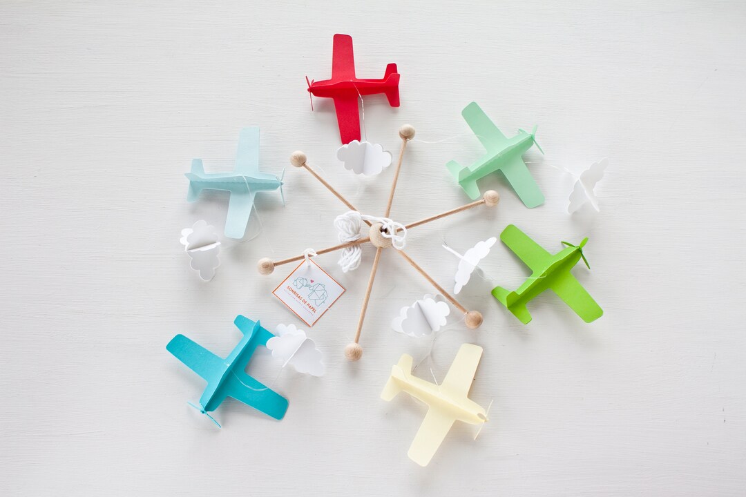 Airplane Crib Baby Mobile for Travel Theme Nursery. Pilot Newborn Gift ...
