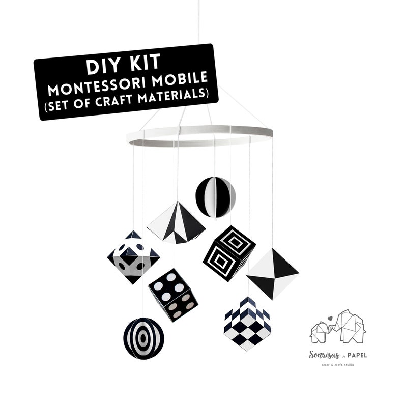 DIY Montessori Mobile Kit: High Contrast Geometric Shapes, Sensory ...