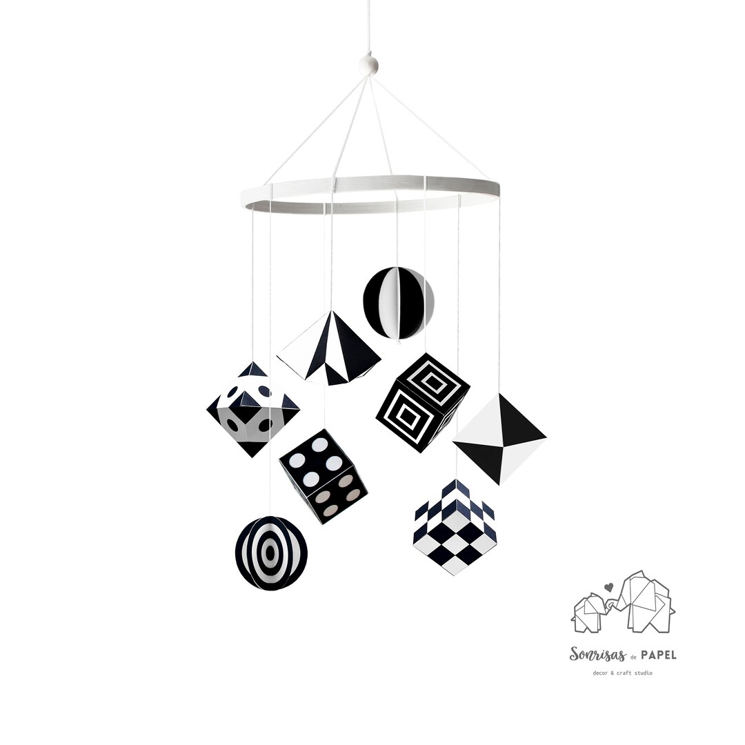 Montessori Contrast Mobile Craft Template With Geometric Shapes PDF DIY ...
