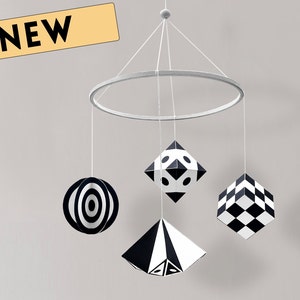 Black and White Mobile Baby for Newborn Gift. Geometric Crib Mobile ...