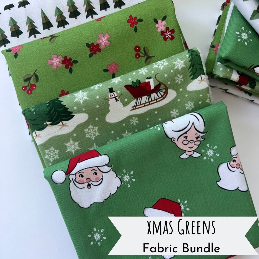 Christmas Green Fat Quarter Fabric Bundle4 Fat Quarters-christmas ...