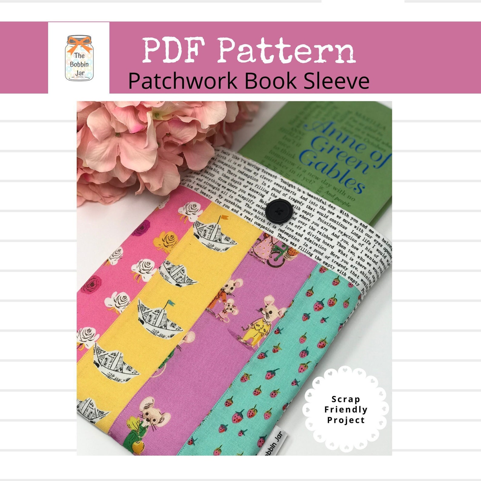 Sewing Pattern-patchwork Book Sleeve PDF Pattern Book Sleeve - Etsy