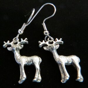 Rudolph Buck Earrings Reindeer 24 Karat Gold Plate or Oxidized Matte ...