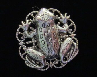 Frog Pin Brooch 24 Karat Gold Plate Toad Bullfrog Polliwog | Etsy