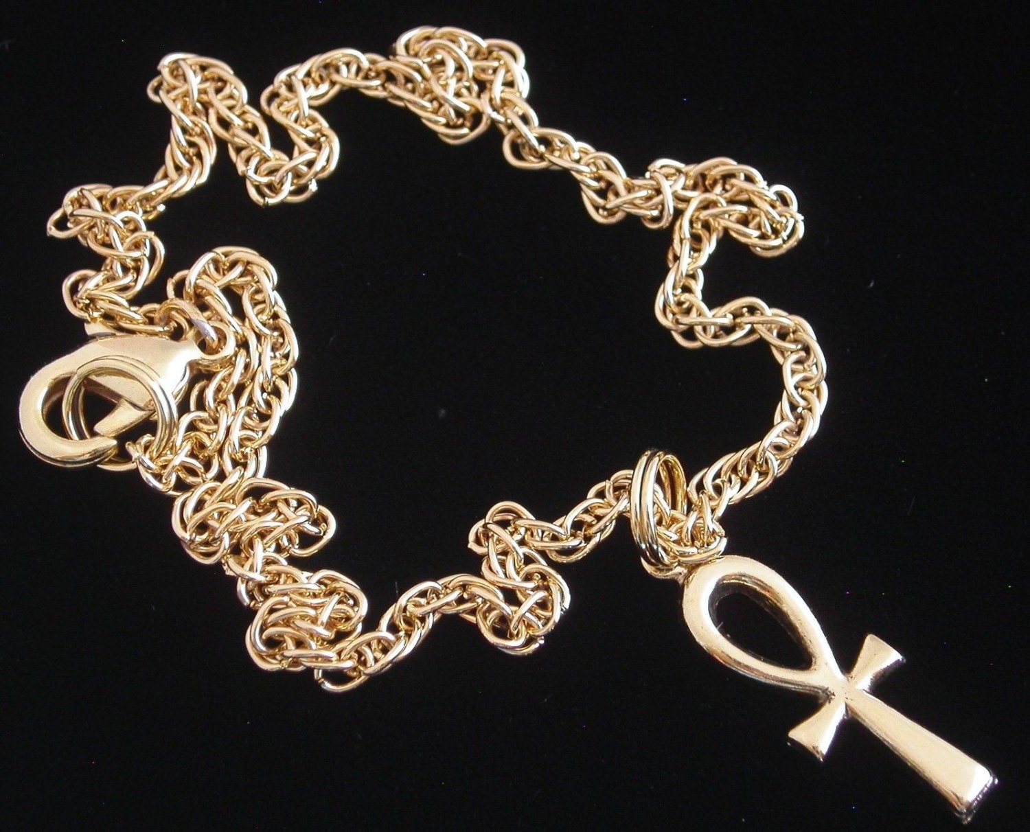 Cleopatra Ankh Egyptian Eternal Cross Anklet Ankle Bracelet 24 Karat ...