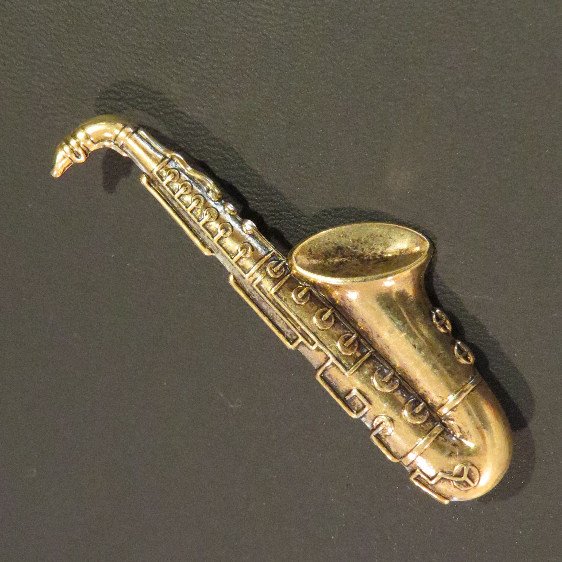 Sax Saxophone Pin Brooch Antiqued Gold Plate Silver Plate - Etsy
