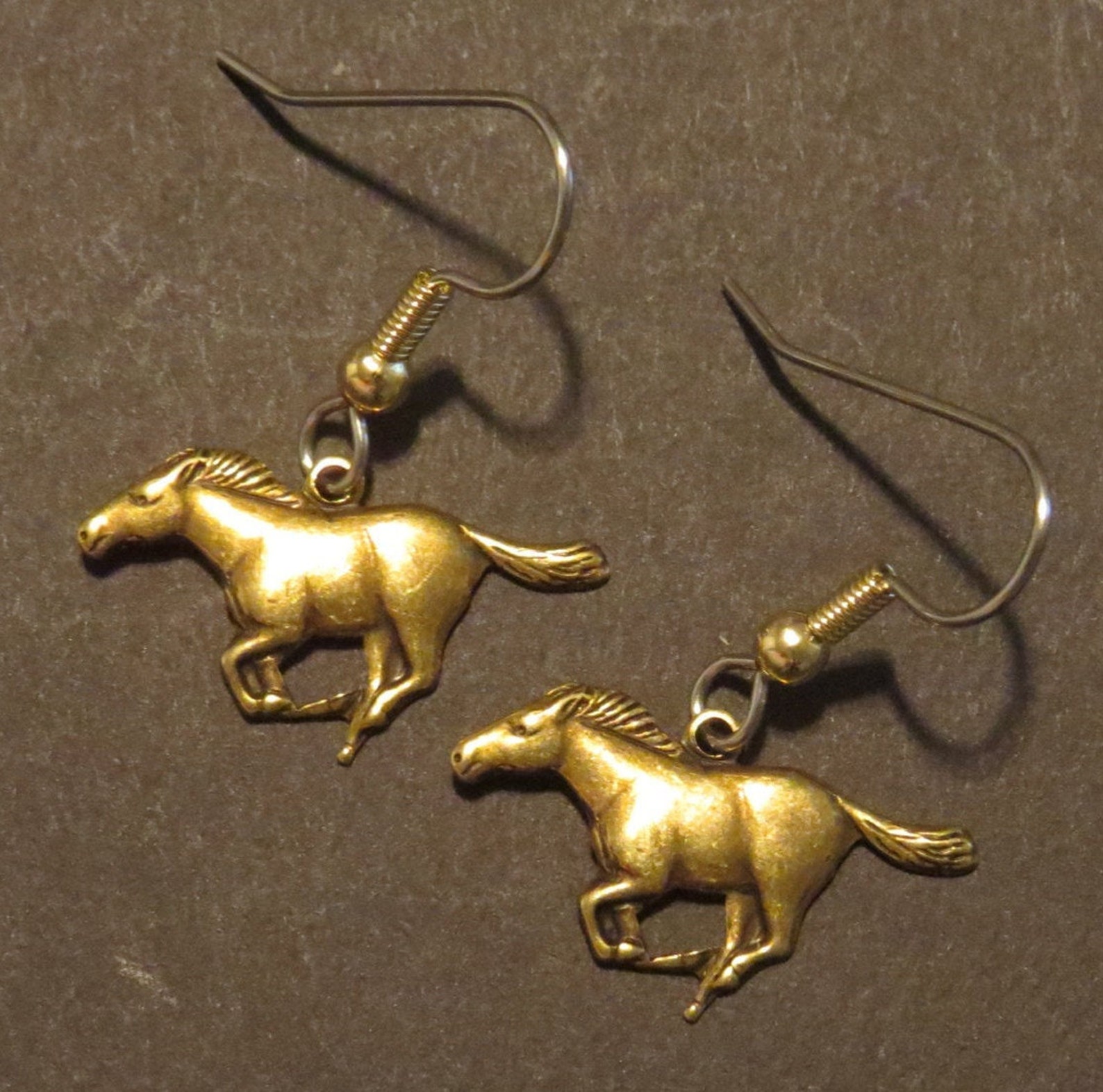 Mustang Earrings Brass or Oxidized Matte Silver Horse Pony Sports Ford ...