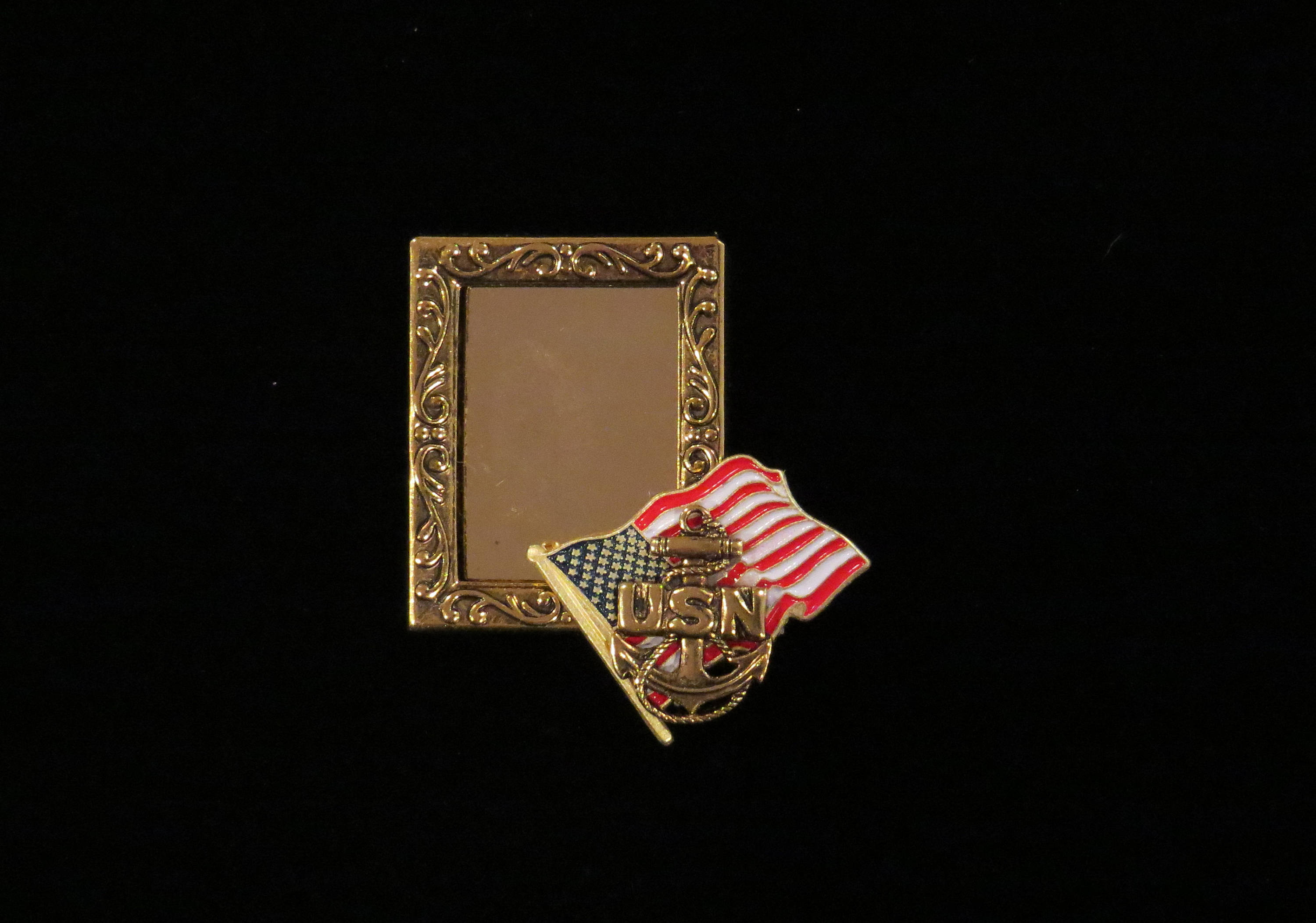 US Navy Photo Frame Pin Brooch Gold Plate Military American - Etsy