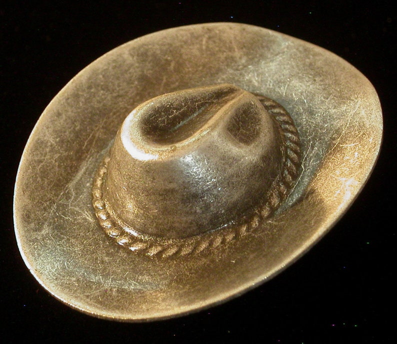 Cowboy Hat Western Pin Antiqued Brass or Antiqued Pewter Horse ...