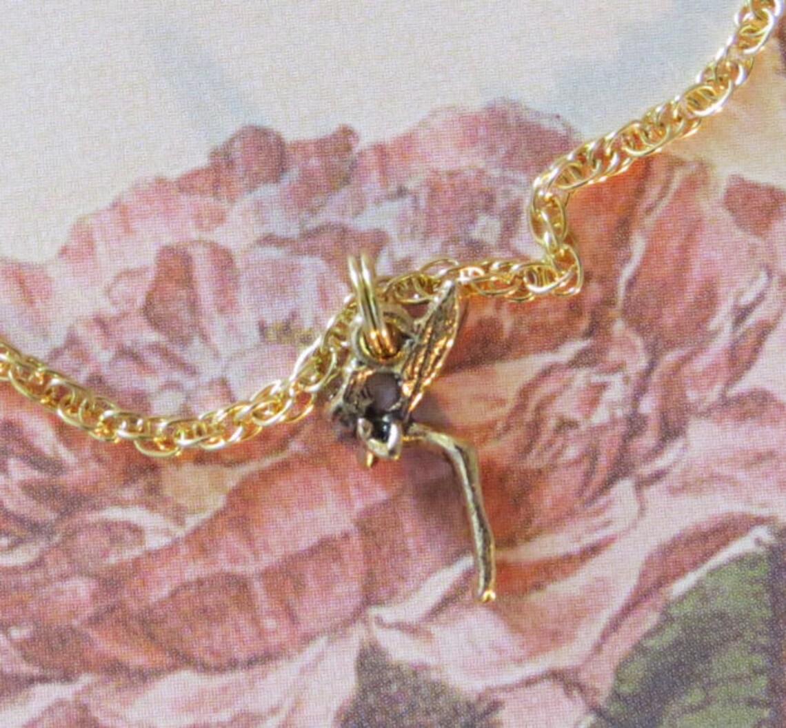 Tinkerbell Anklet Disney's Tinker Bell Fairy 24 Karat Gold Plate Ankle ...
