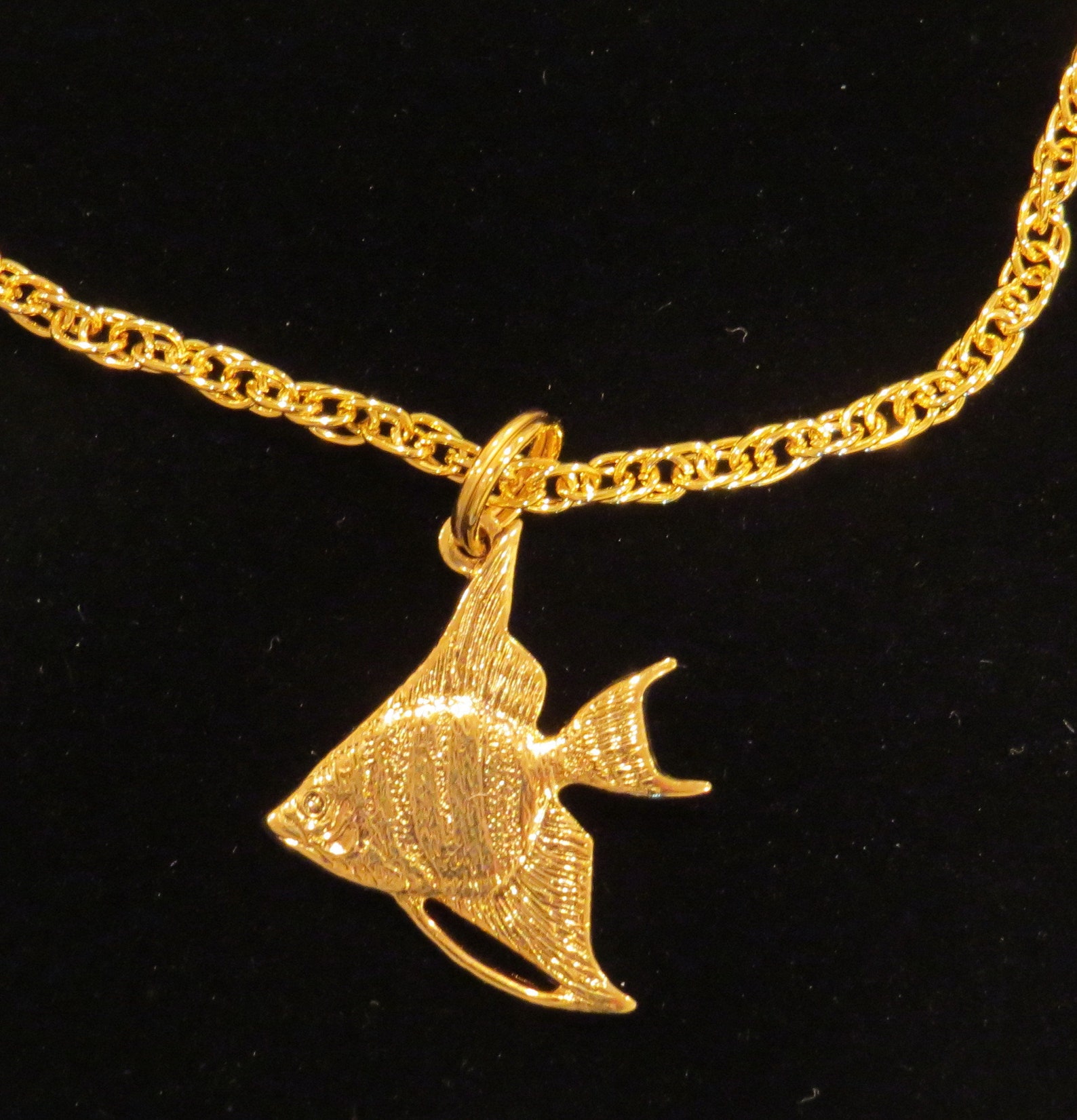 Angelfish Ankle Bracelet Anklet 24 Karat Gold Plate Twisted Rope Chain ...