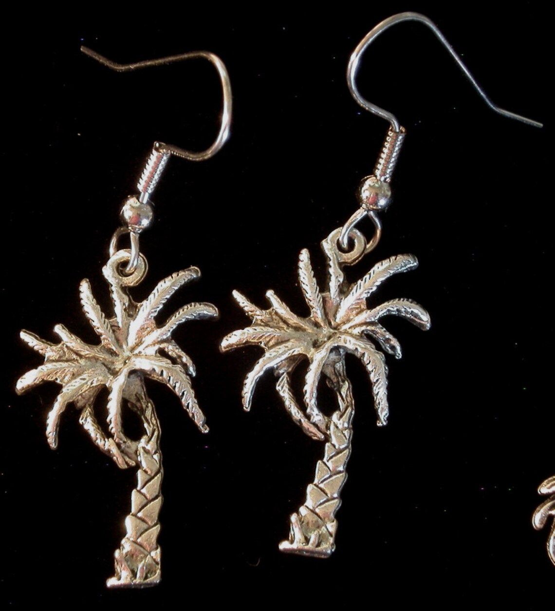 Palm Tree Earrings 24 Karat Gold Plate or Oxidized Matte Silver Vacation Island Paradise EG236 ...