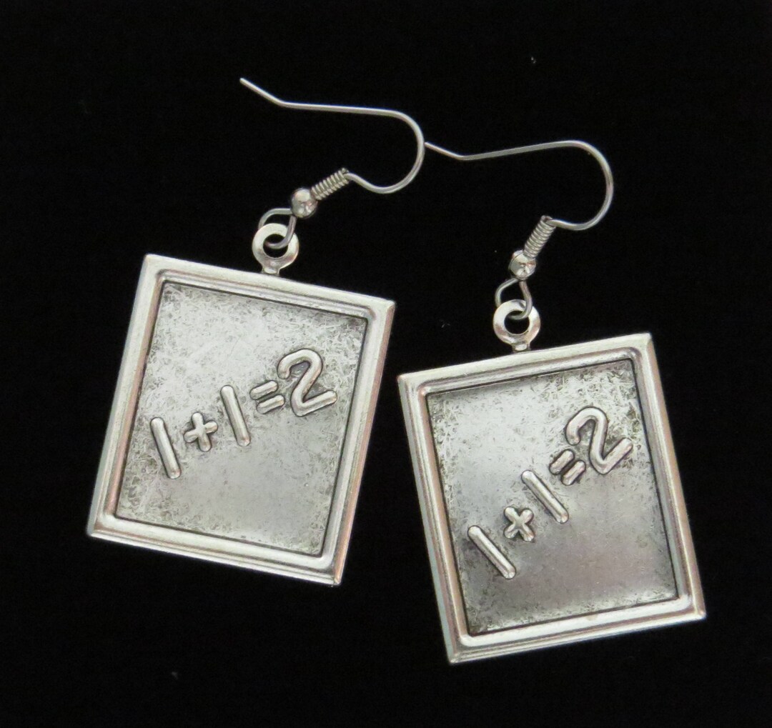Teacher Earrings Oxidized Matte Silver Math Arithmetic Chalkboard ...
