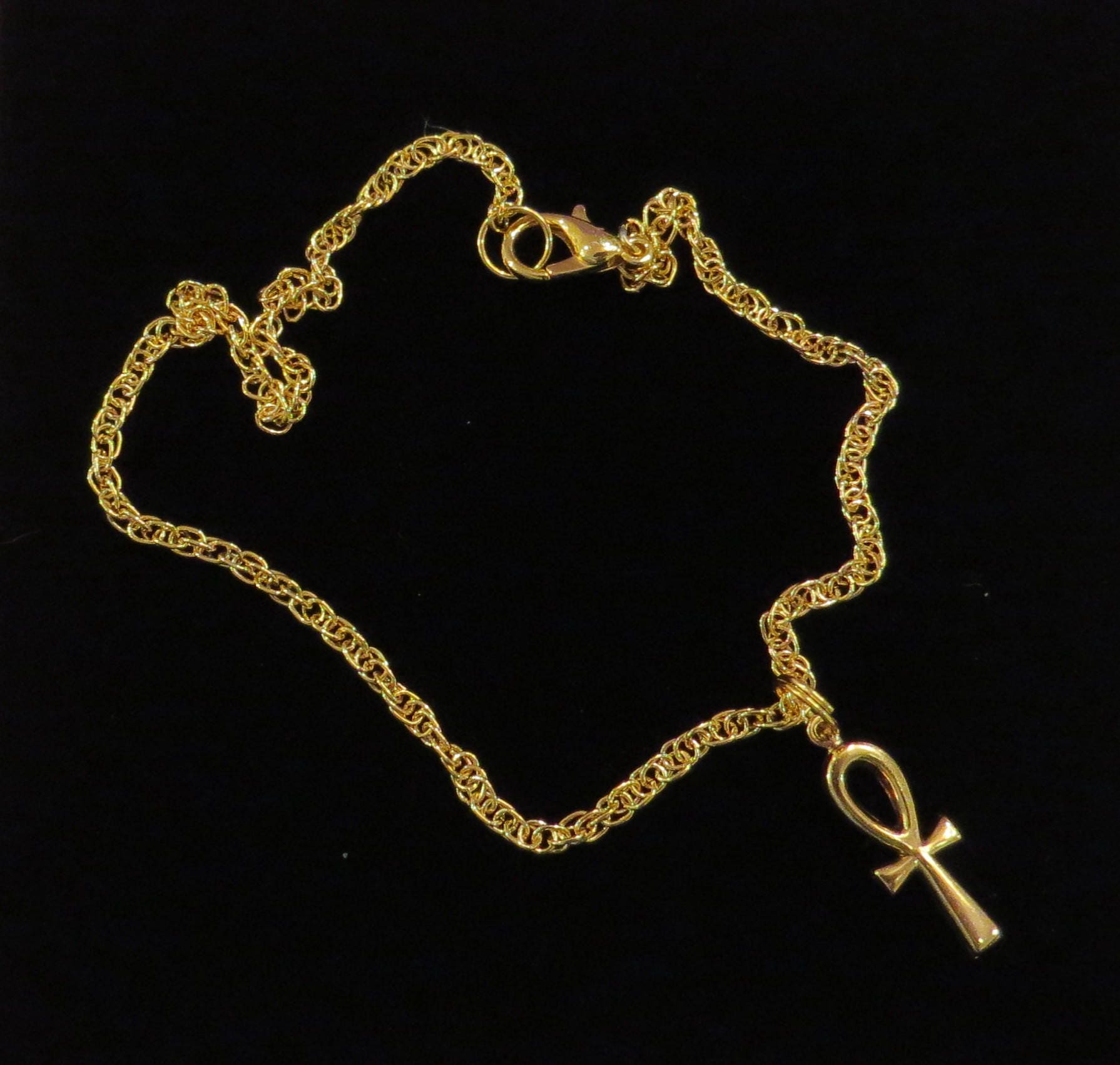 Cleopatra Ankh Egyptian Eternal Cross Anklet Ankle Bracelet 24 Karat ...
