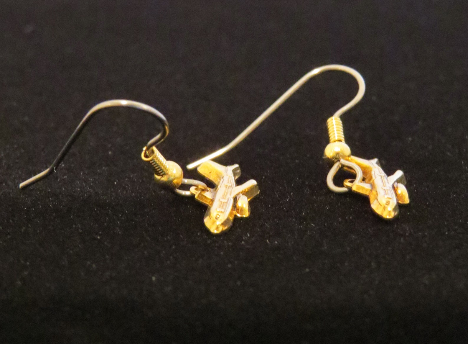 Airplane Earrings 24 Karat Gold Plate or Oxidized Matte Silver | Etsy