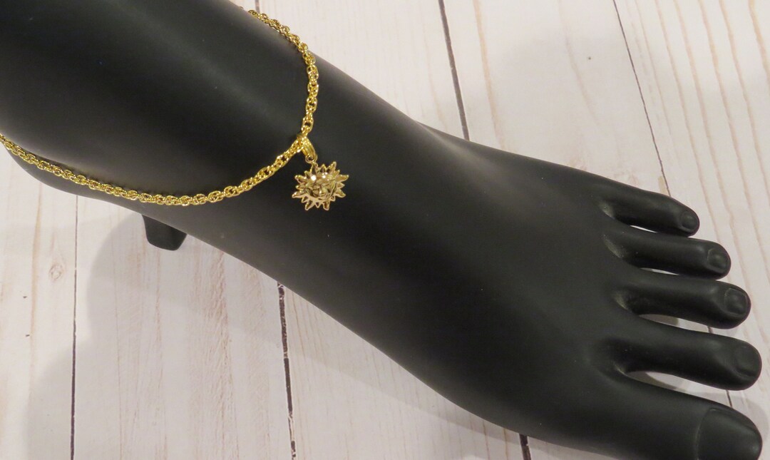 Sun Ankle Bracelet Anklet 24 Karat Gold Plate or Silver Plate Sun on ...