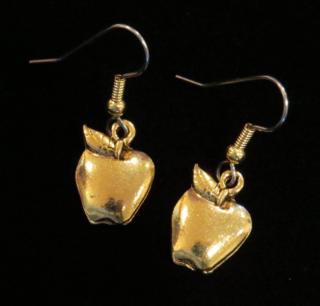 Apple Earrings Gold Plate Golden Delicious Apples School Teach Gift ...
