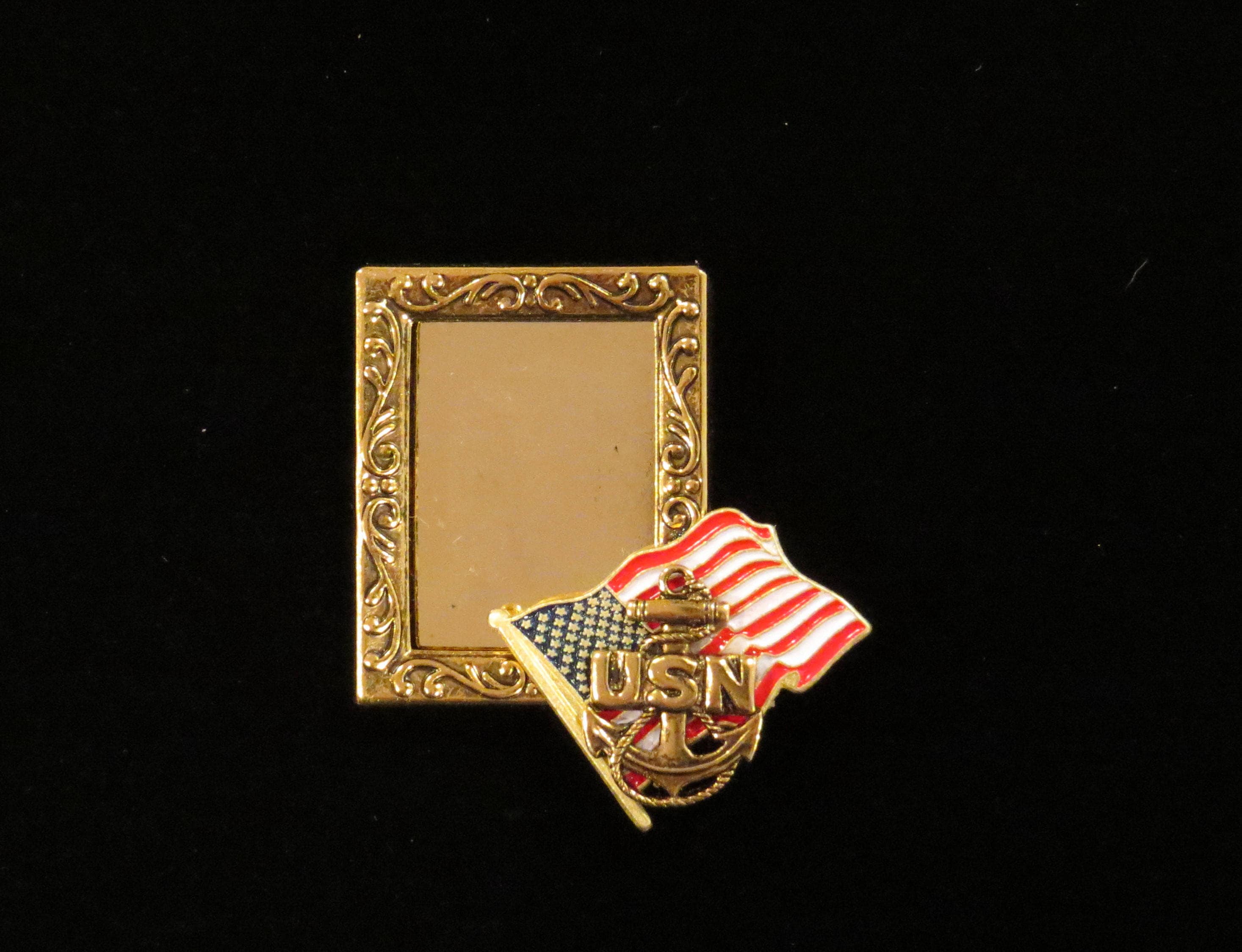 US Navy Photo Frame Pin Brooch Gold Plate Military American - Etsy
