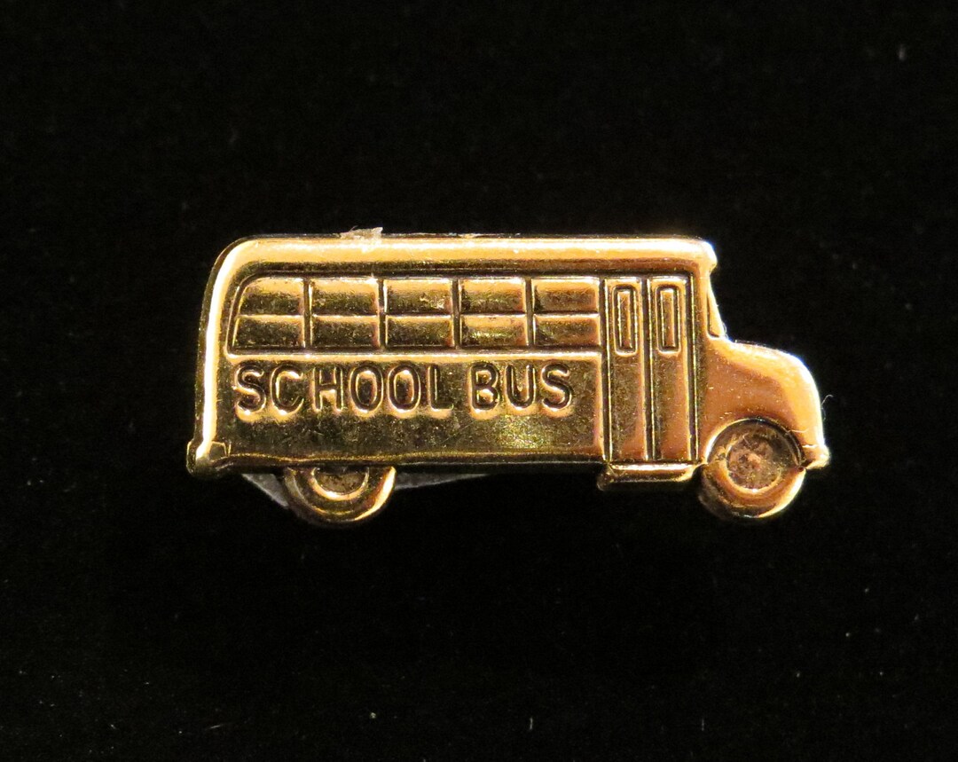School Bus Tack Pin 24 Karat Gold Plate or Oxidized Matte Silver Bus ...