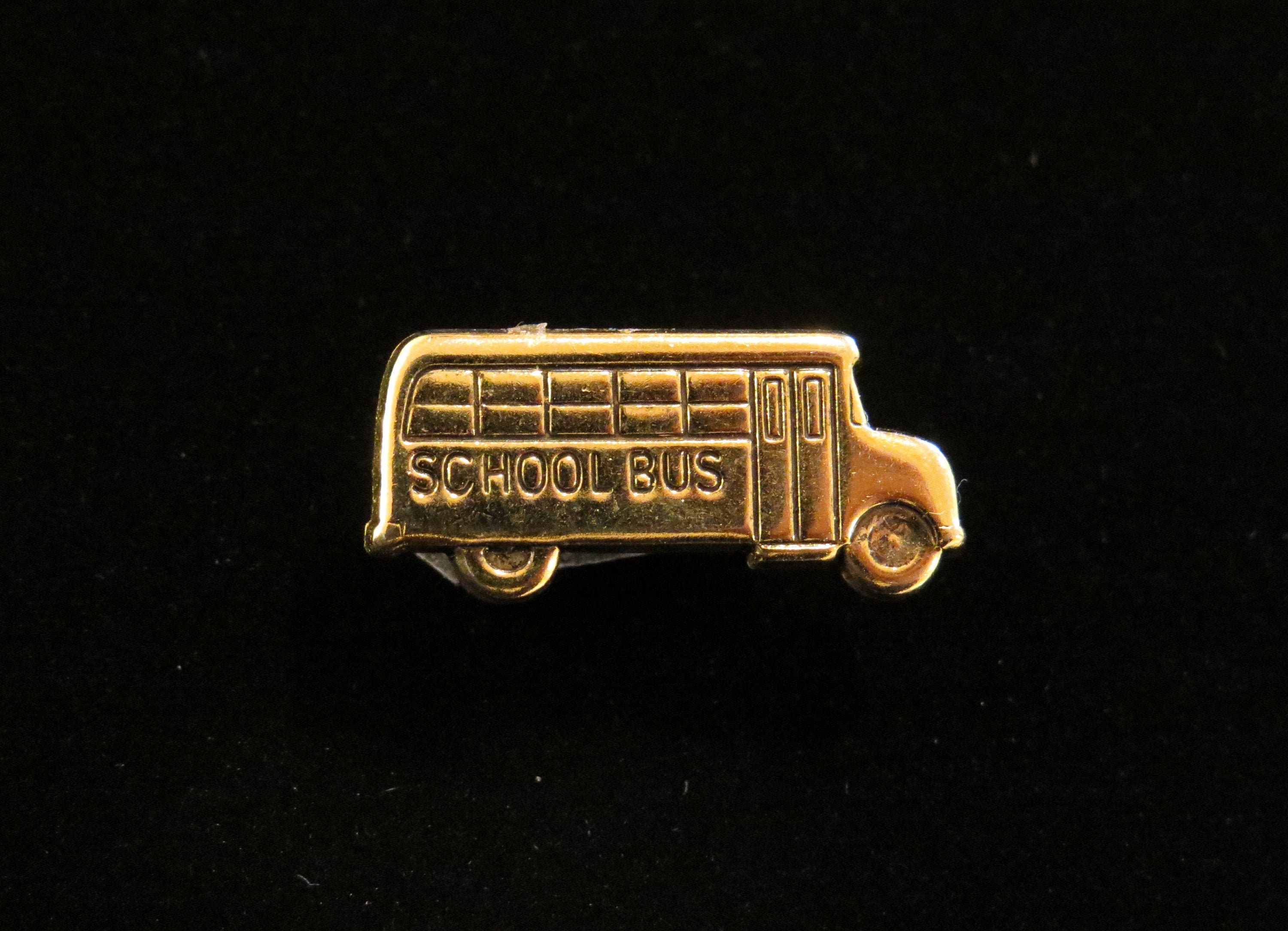 School Bus Tack Pin 24 Karat Gold Plate or Oxidized Matte - Etsy