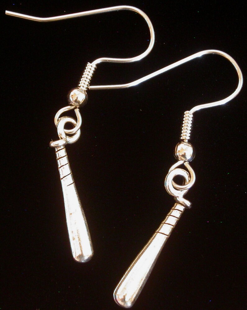 Baseball Softball Bat Earrings 24 Karat Gold Plate or Oxidized - Etsy