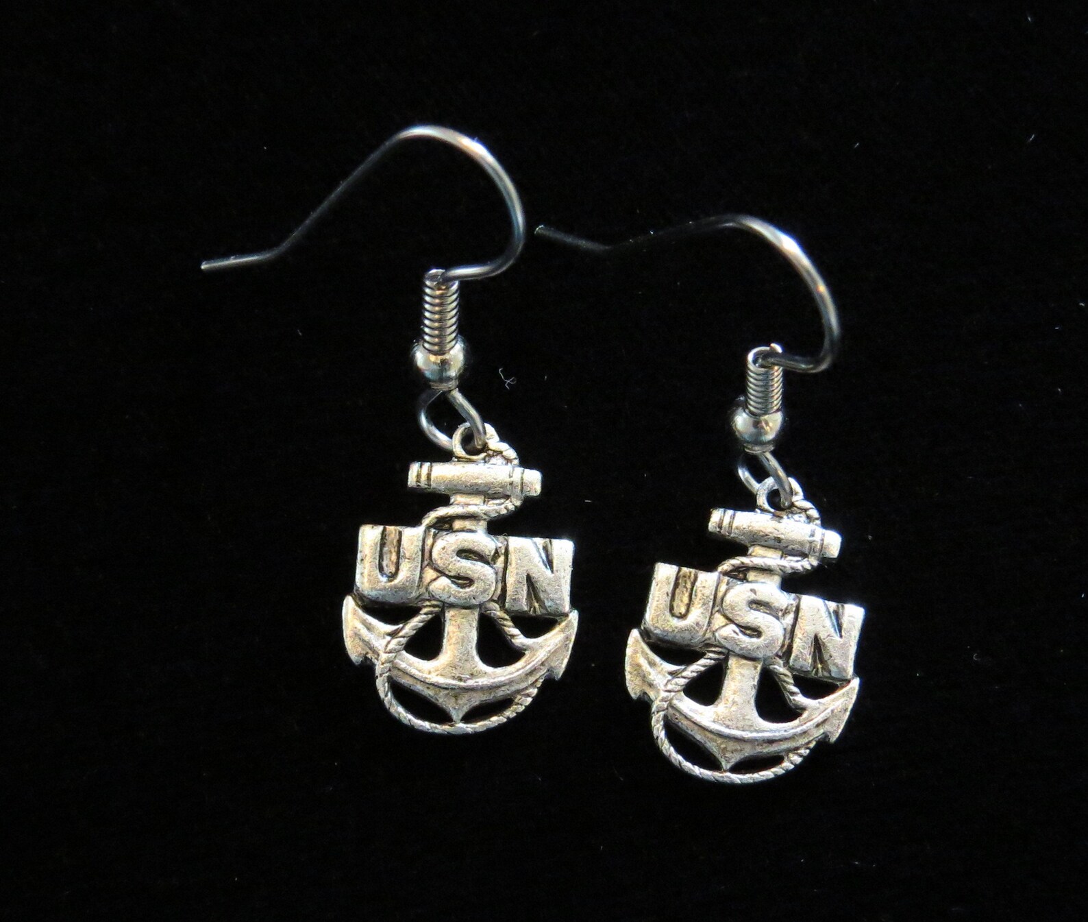 USN Symbol for Rank Chief Petty Officer Earrings US U.S. Navy 24 Karat ...