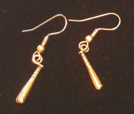 Baseball Softball Bat Earrings 24 Karat Gold Plate or Oxidized - Etsy