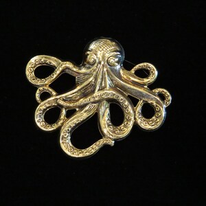 Octopus Pin Brooch 24 Karat Gold Plate or Matte Silver Ox Squid ...