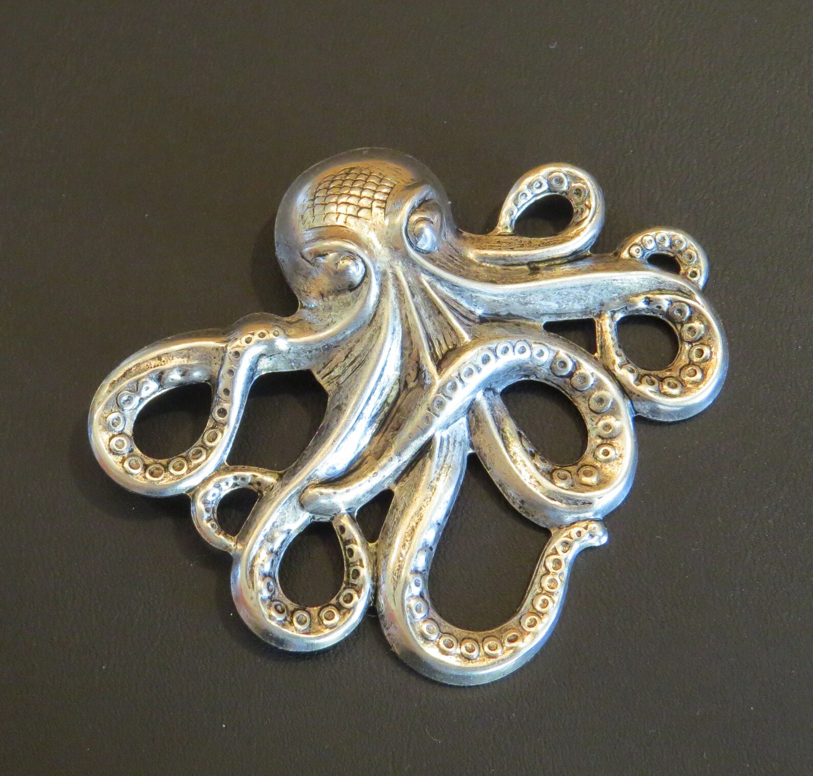 Octopus Pin Brooch 24 Karat Gold Plate or Matte Silver Ox - Etsy